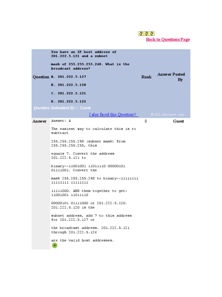 CISCO Questions & Answers 85 | PDF | Ip Address | Router (Computing)