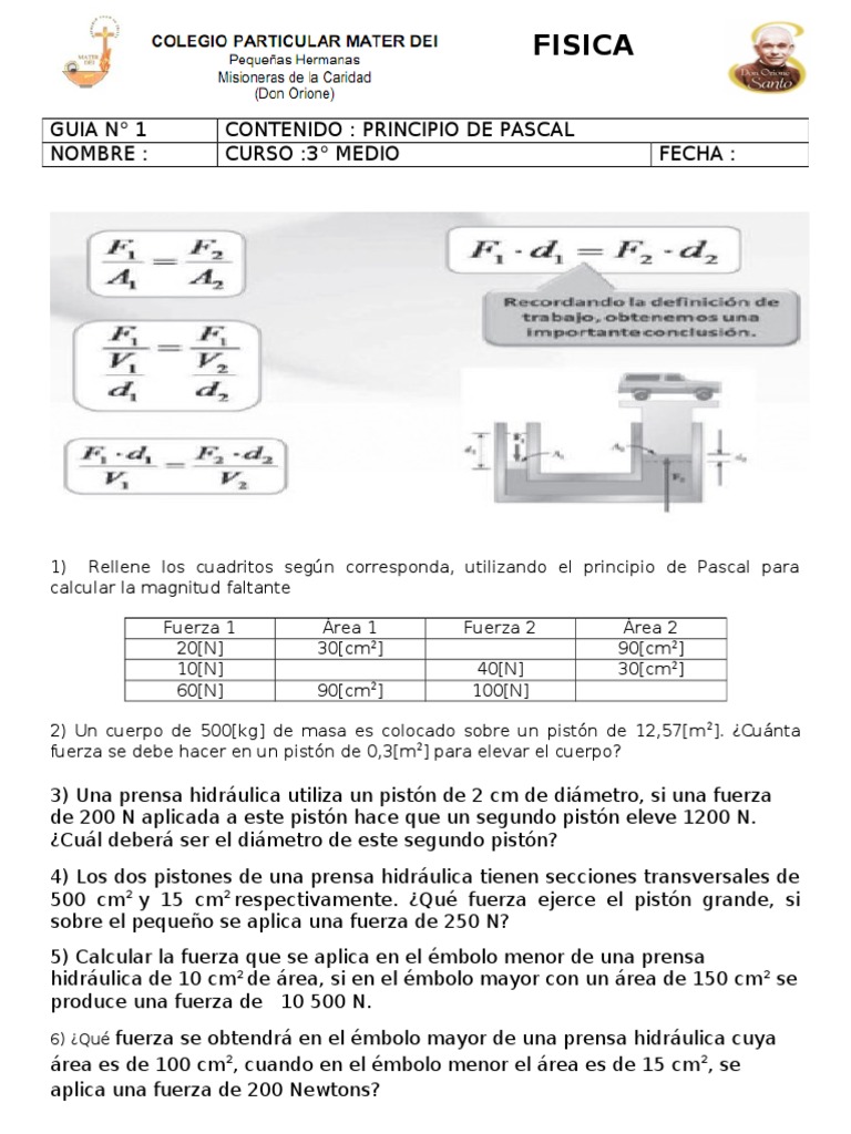 Ejercicios Resueltos del Principio de Pascal | PDF | Métodos y ...