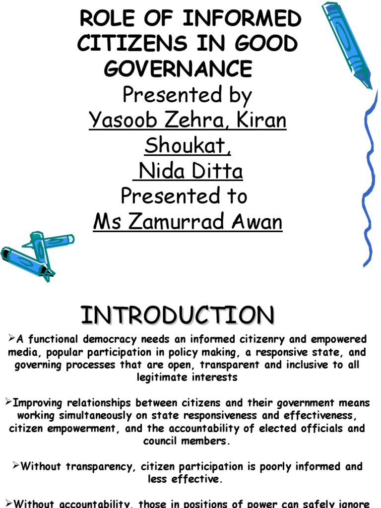 Role of Informed Citizens in Governance | PDF | Governance ...