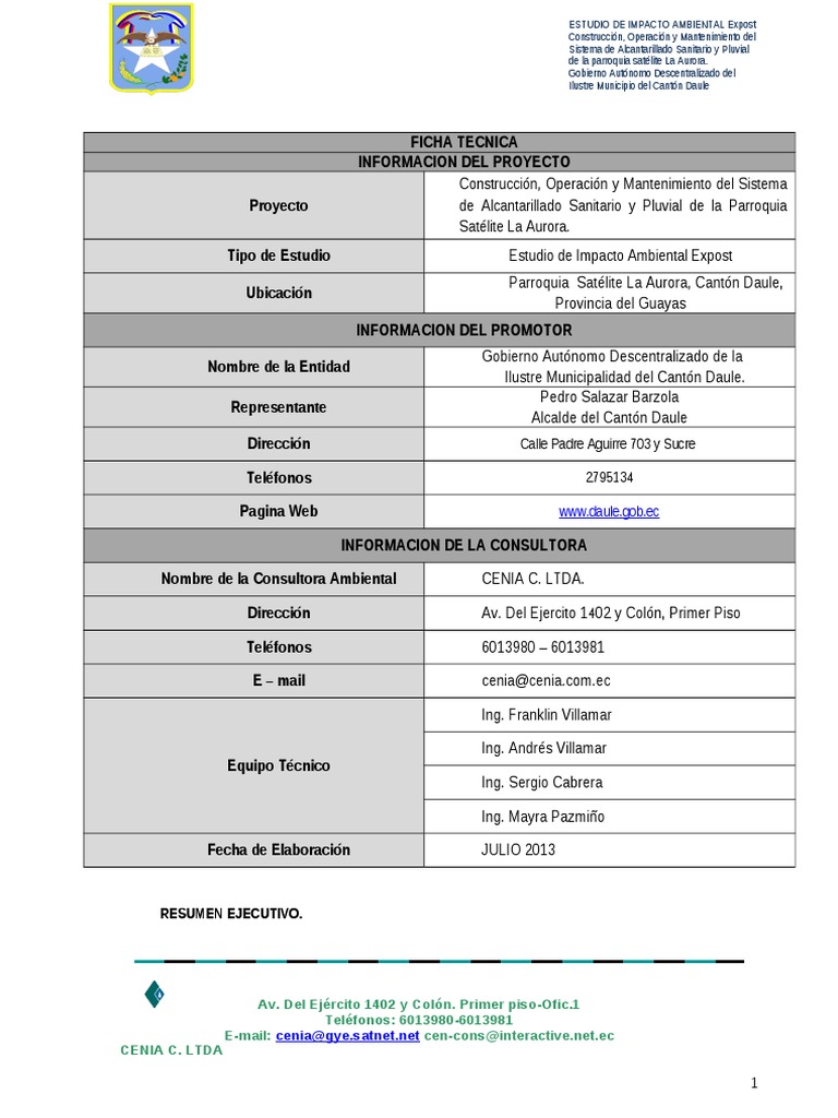 Eia Aurora | PDF | Gestión de recursos ambientales | Aguas residuales