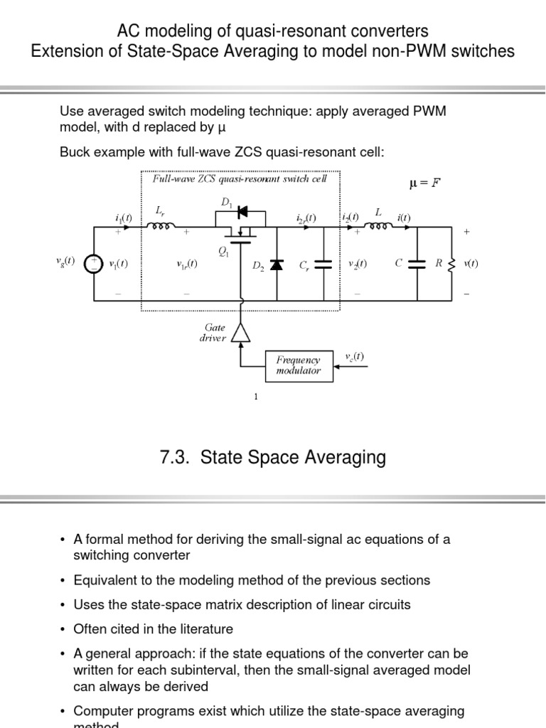 AC Modeling of Quasi-Resonant Converters Extension of State-Space Averaging To Model non-PWM ...