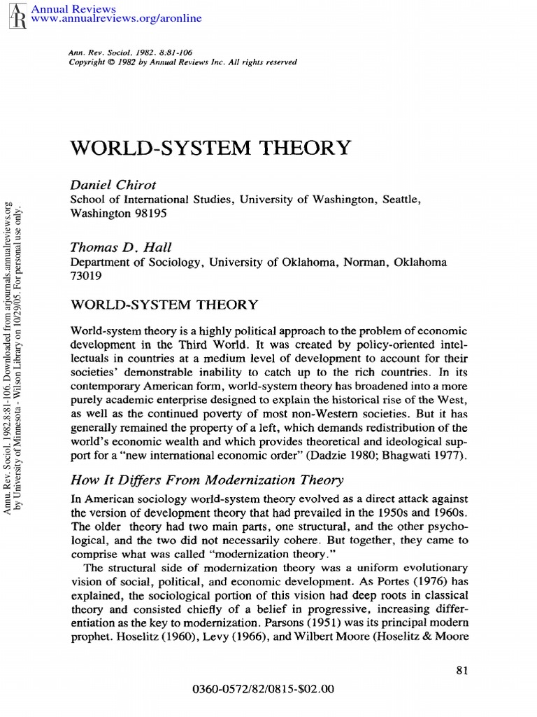 World System Theory A Short Version | PDF | World Systems Theory ...