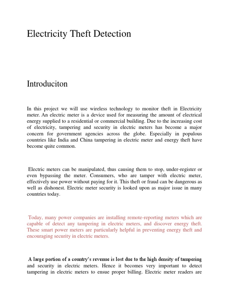 Wireless Electricity Theft Detection System | PDF | Rectifier ...