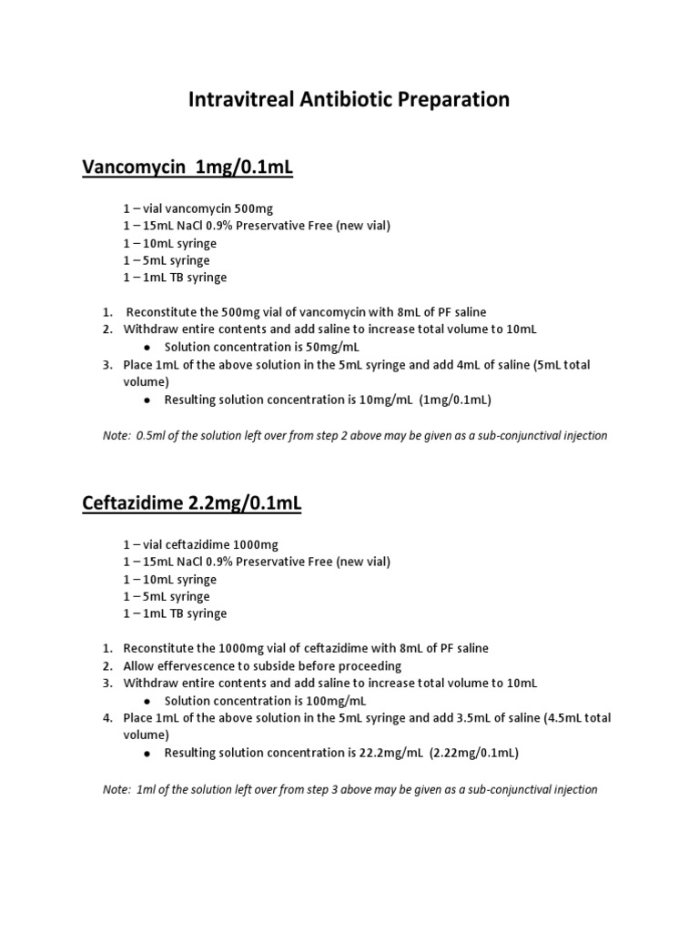 Intravitreal Antibiotic Preparation.293194758 | PDF | Wellness ...
