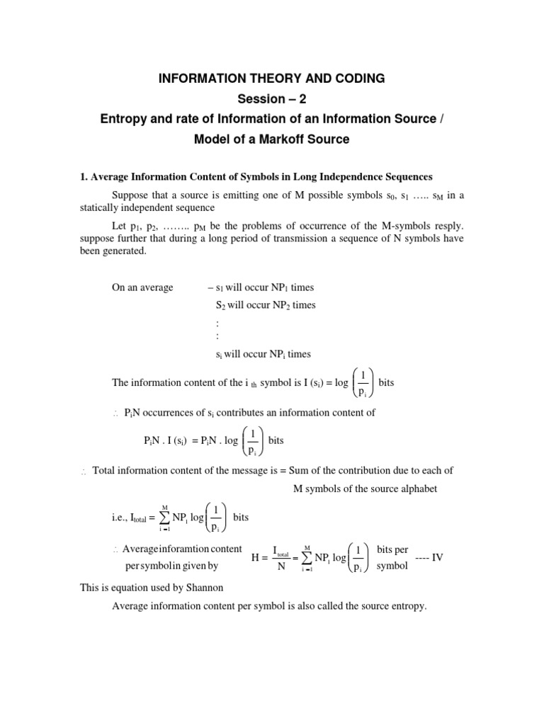 Information Theory Coding | PDF | Logarithm | Sampling (Signal Processing)