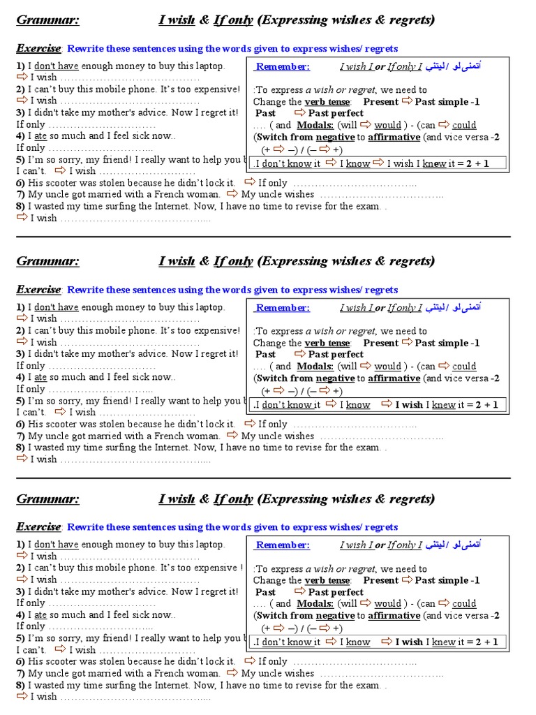 Tasksheet 2bac I Wish! | Download Free PDF | Verb | Grammatical Tense