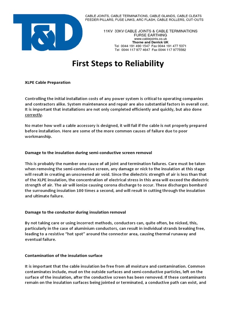 A Guide To High Voltage Cable Preparation Joints & Terminations | PDF ...