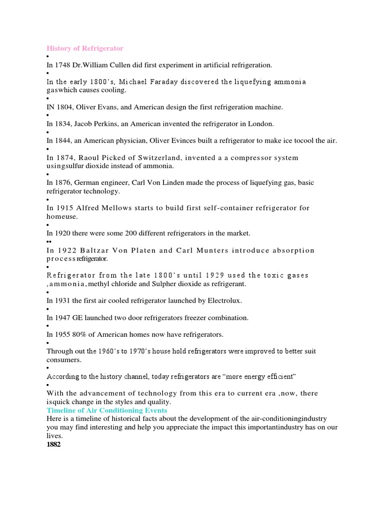 Refrigerator Evolution Timeline | PDF | Refrigerator | Human Resource ...