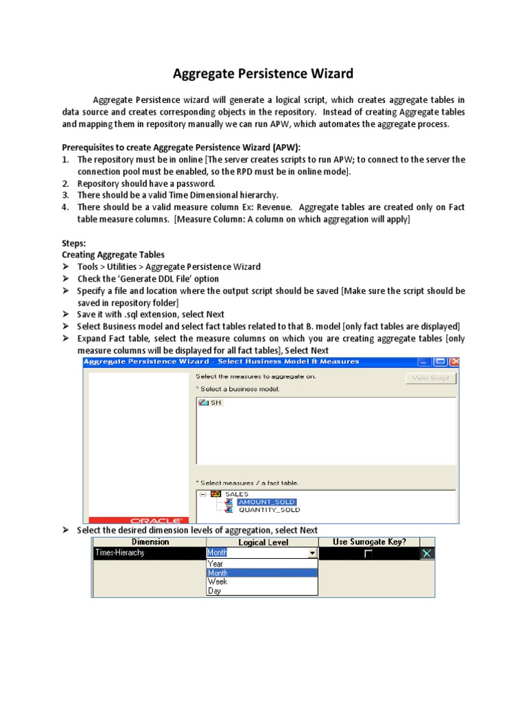 OBIEE - Aggregate Tables | PDF | Table (Database) | Databases OBIEE - Aggregate Tables | PDF | Table (Database) | Databases