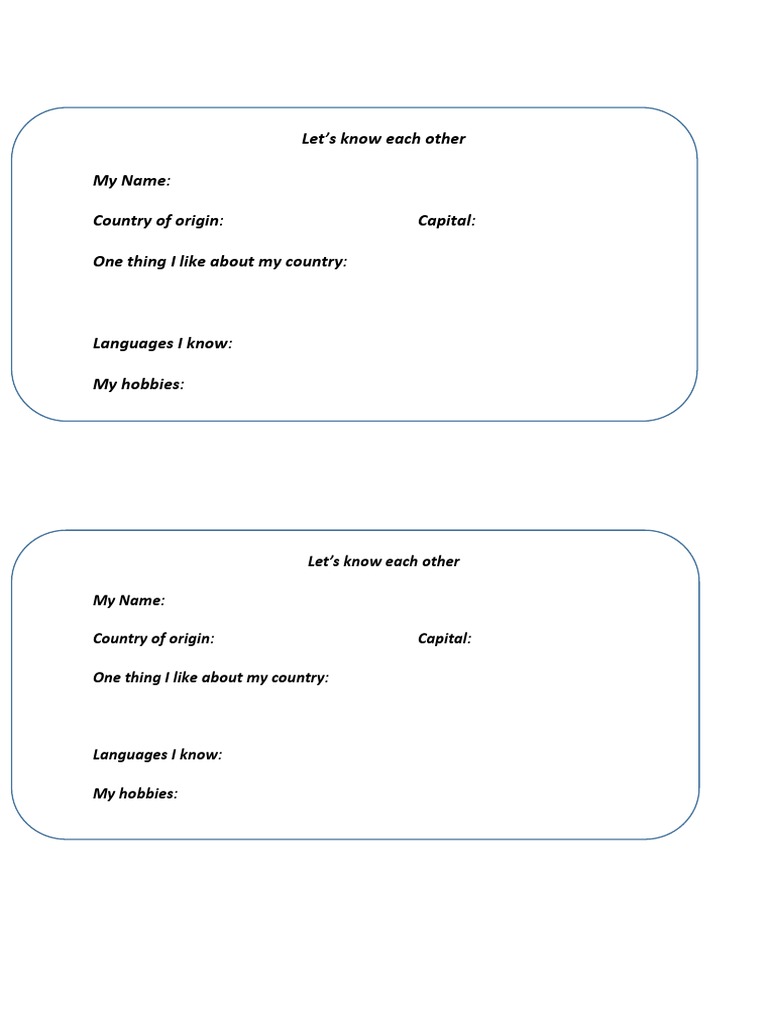 Lets Know Each Other | PDF