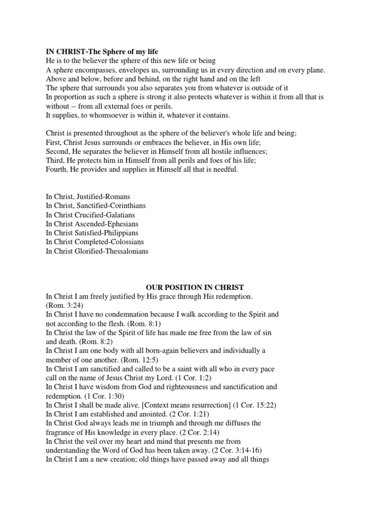 Our Position in Christ | Sanctification | Grace In Christianity