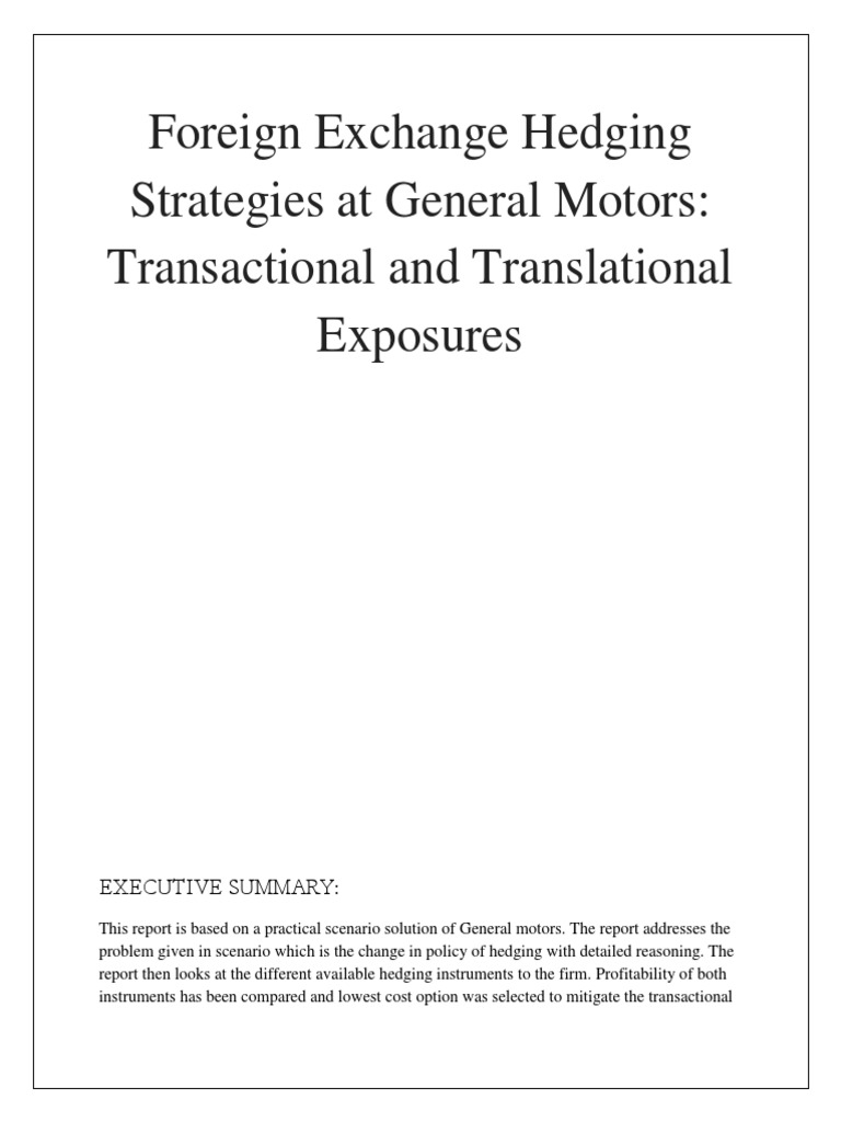GM Foreign Exchange Hedging Strategies | PDF | Hedge (Finance) | Option ...