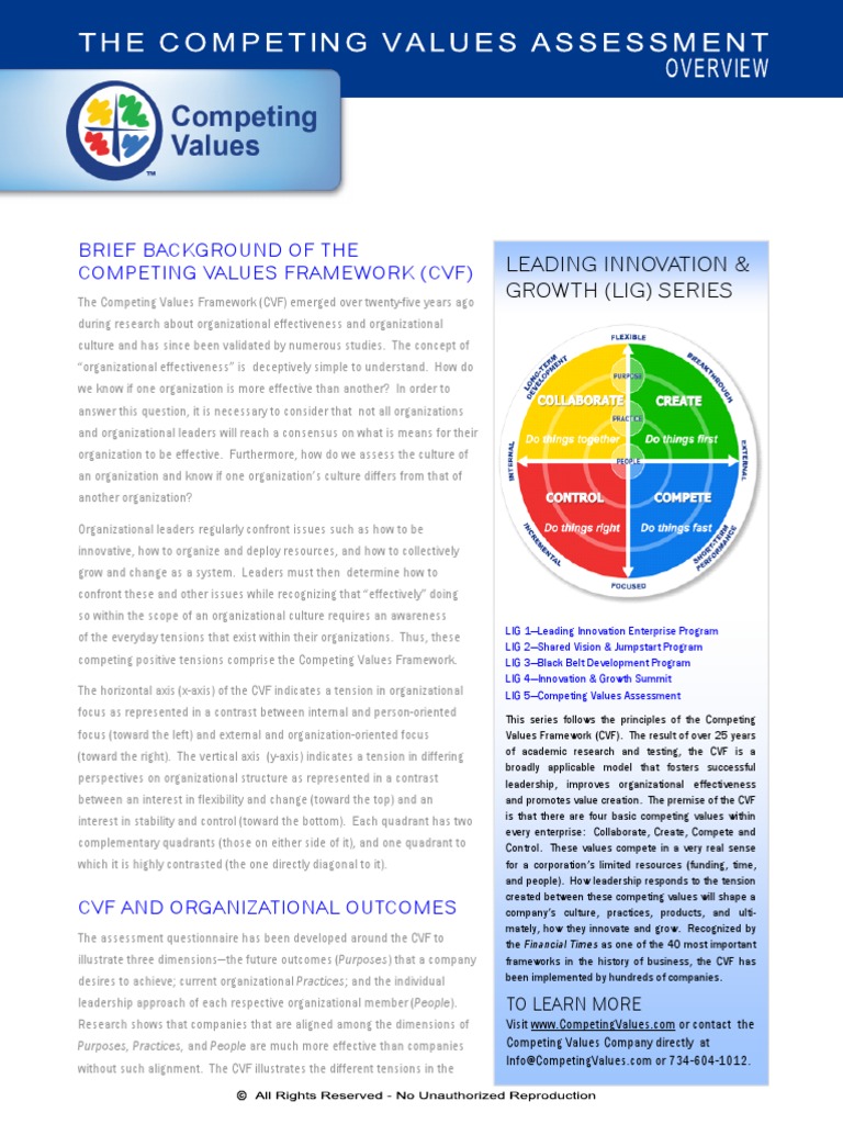 Competing Values Framework | PDF | Leadership | Innovation