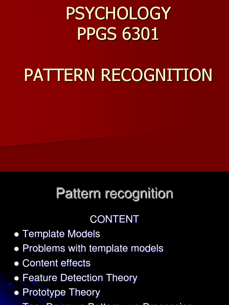 Pattern Recognition - Presentation | PDF | Pattern Recognition | Memory