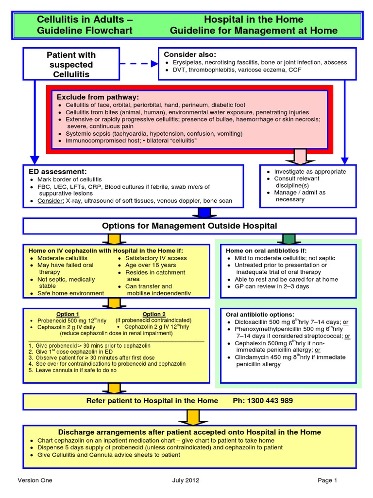 Cellulitis in Adults - Guideline Flowchart Hospital in The Home ...