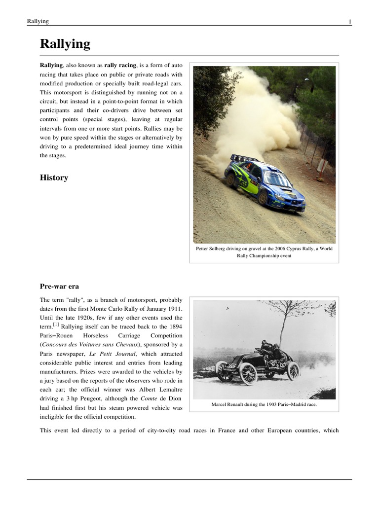 Rallying: History | PDF | Auto Racing | Automobiles
