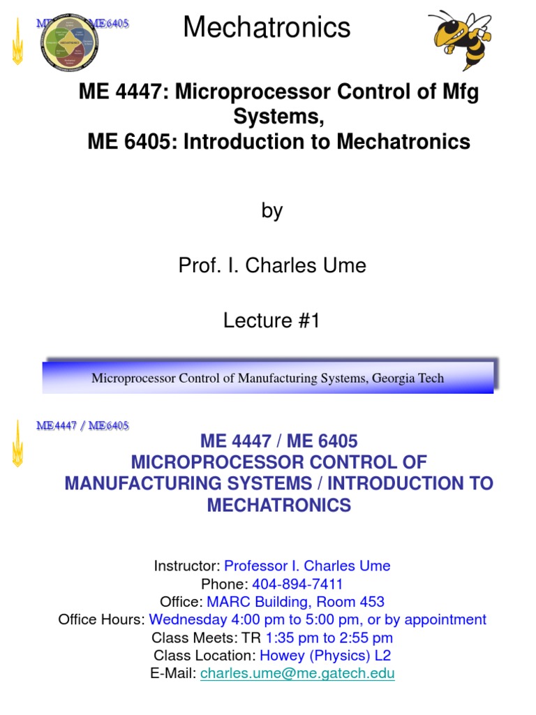 Lecture 1 Introduction To Mechatronics | PDF | Microcontroller | Electronics