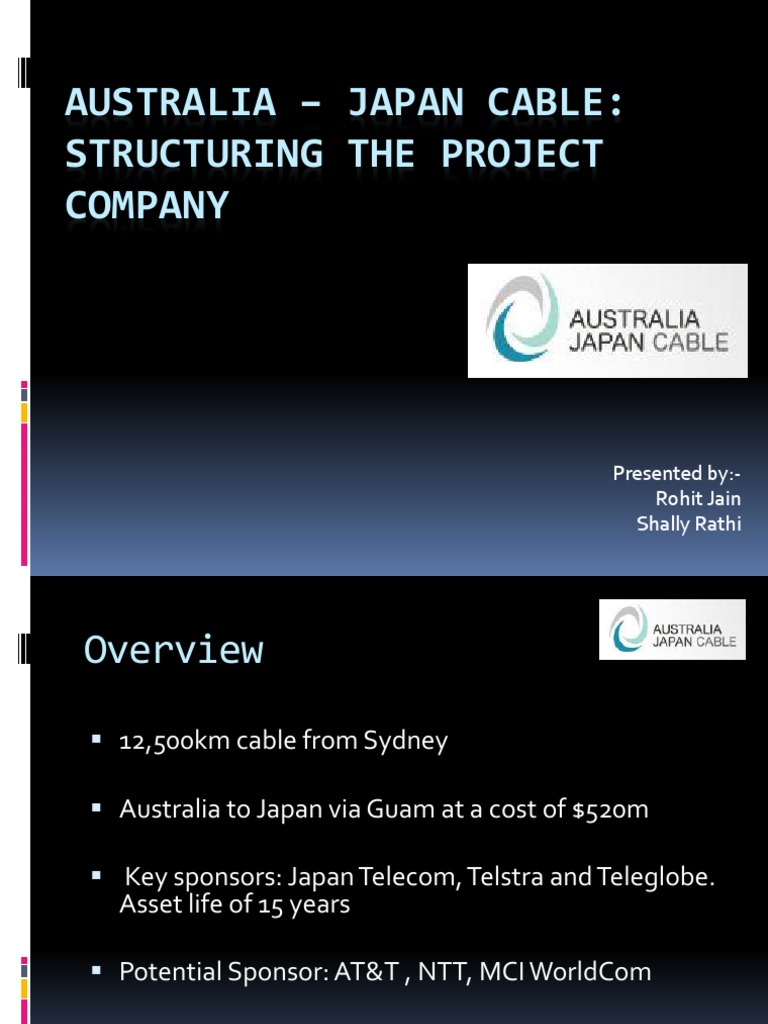 Australia - Japan Cable: Structuring The Project Company: Presented By ...