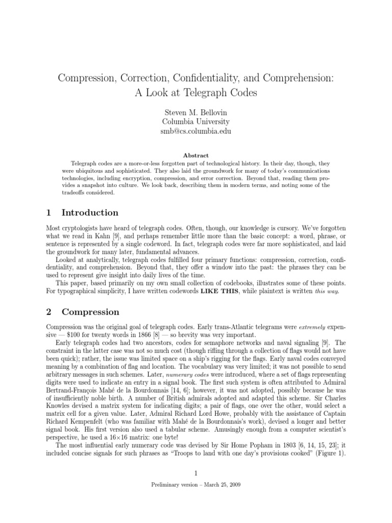 Compression, Correction, Confidentiality, and Comprehension: A Look at ...