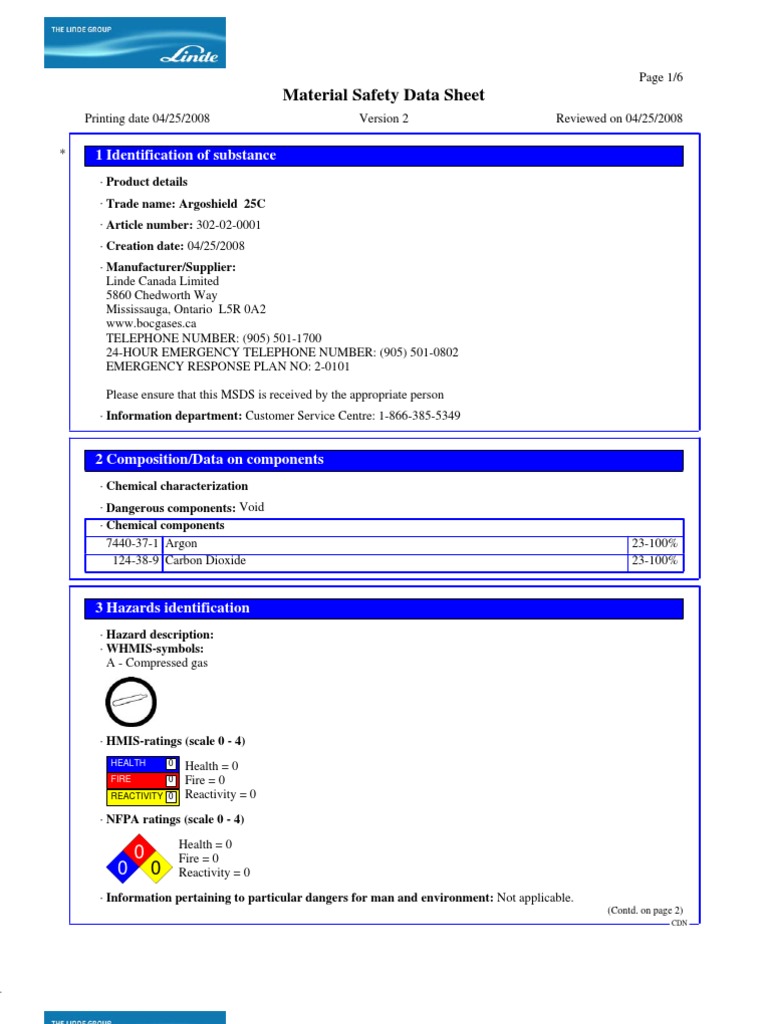 Argon-CO Mixtures MSDS | PDF | Toxicity | Personal Protective Equipment