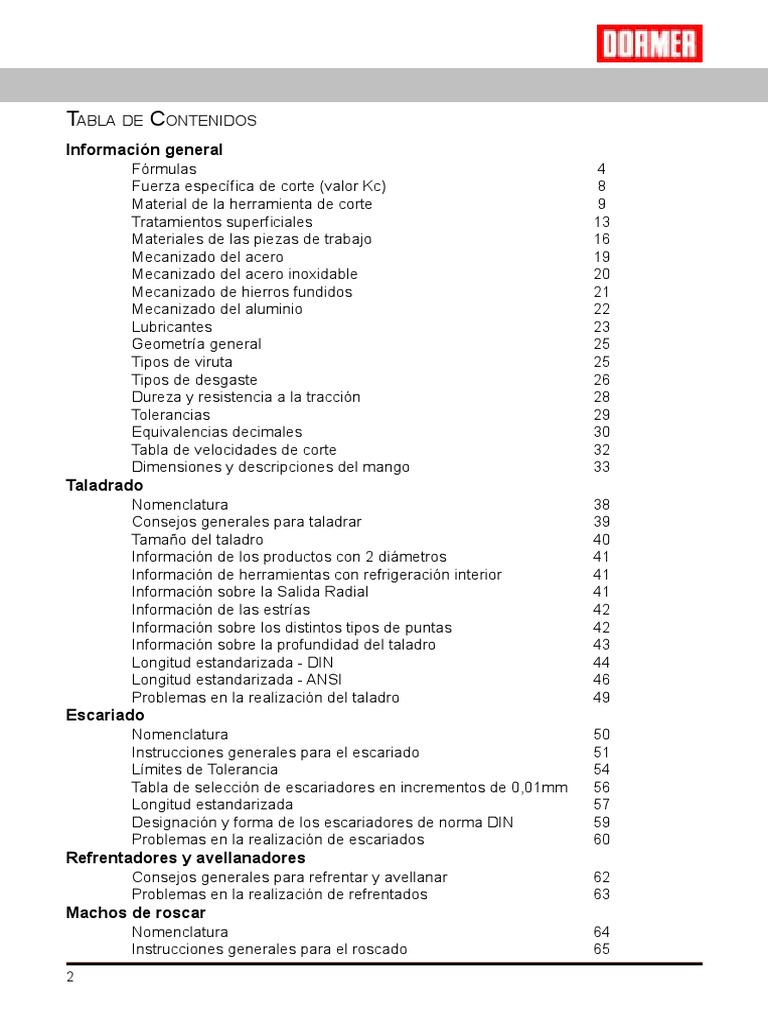 Dormer TechnicalHandbookES | PDF | Perforar | Acero inoxidable