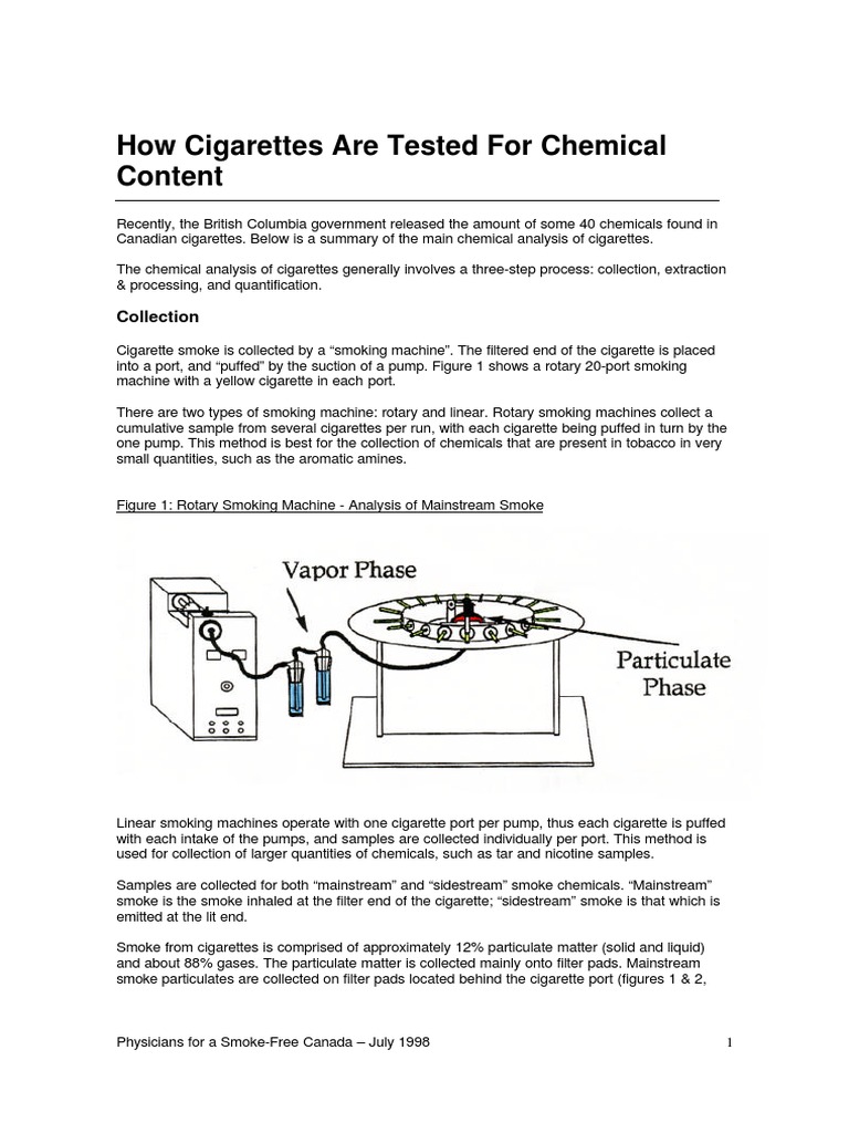 Cig Test Fact Sheet | PDF | Cigarette | Smoke