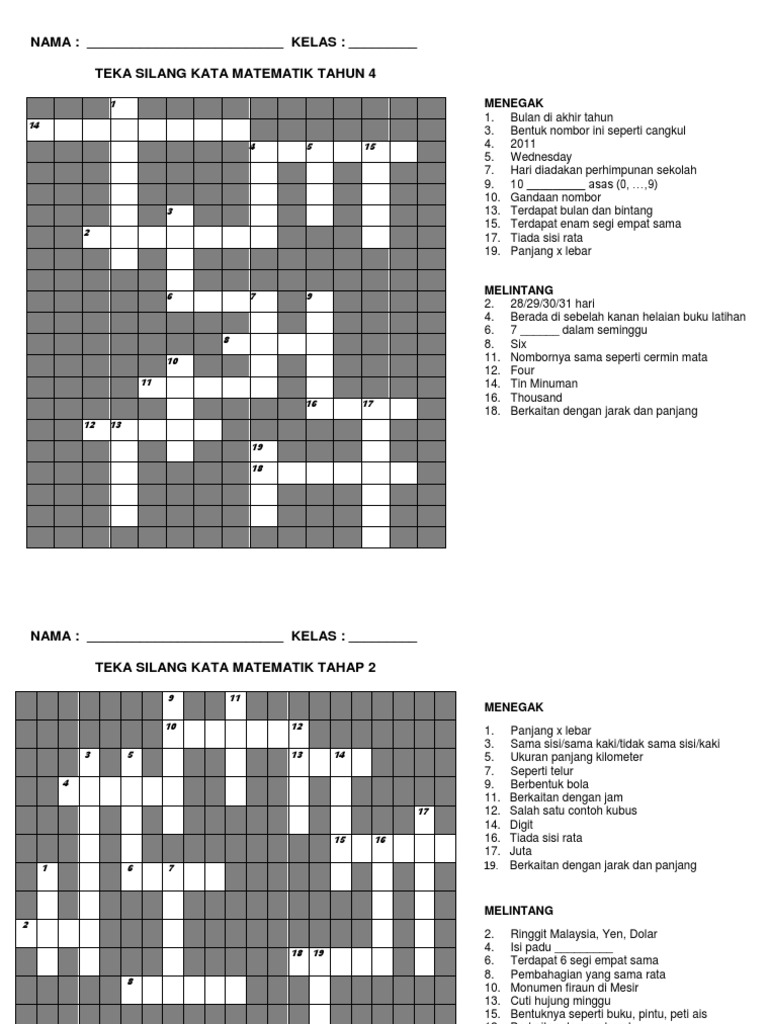 Teka Silang Kata Matematik | PDF