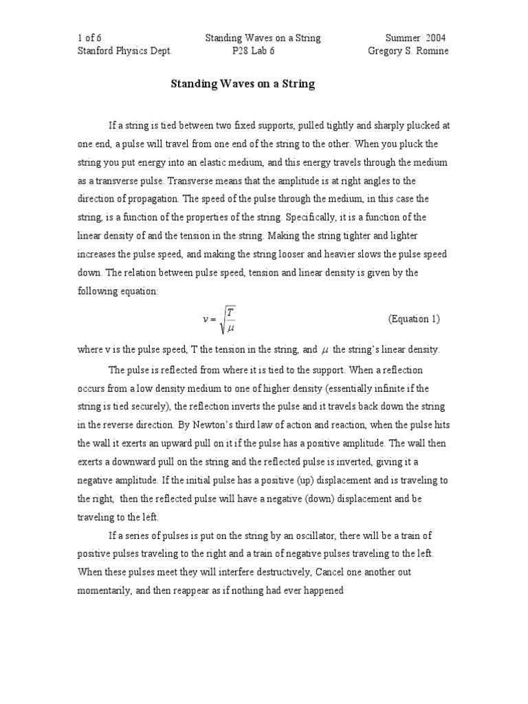 Standing Waves On A String Pdf Waves Wavelength