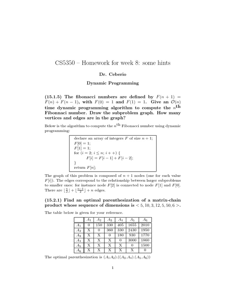Dynamic Programming Homework | PDF