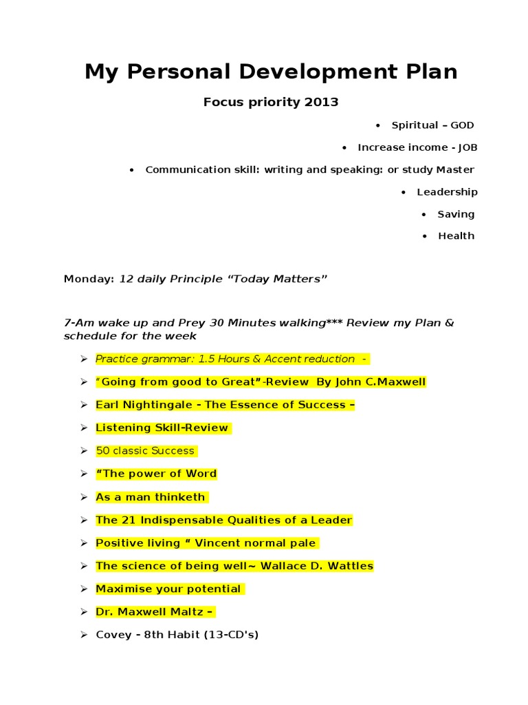 My Personal Development Plan | PDF | Personal Development | Faith