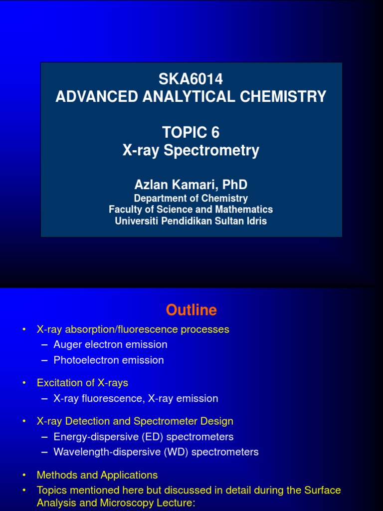 Topic 6 X-Ray Spectrometry | PDF | X Ray | Spectroscopy