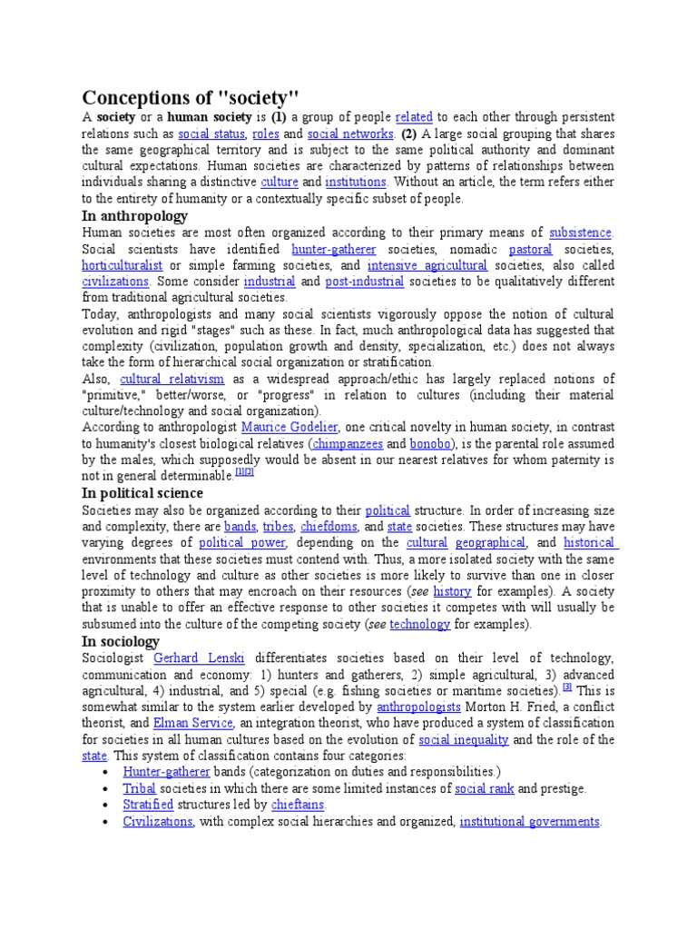 Types of Society | PDF | Society | Anthropology
