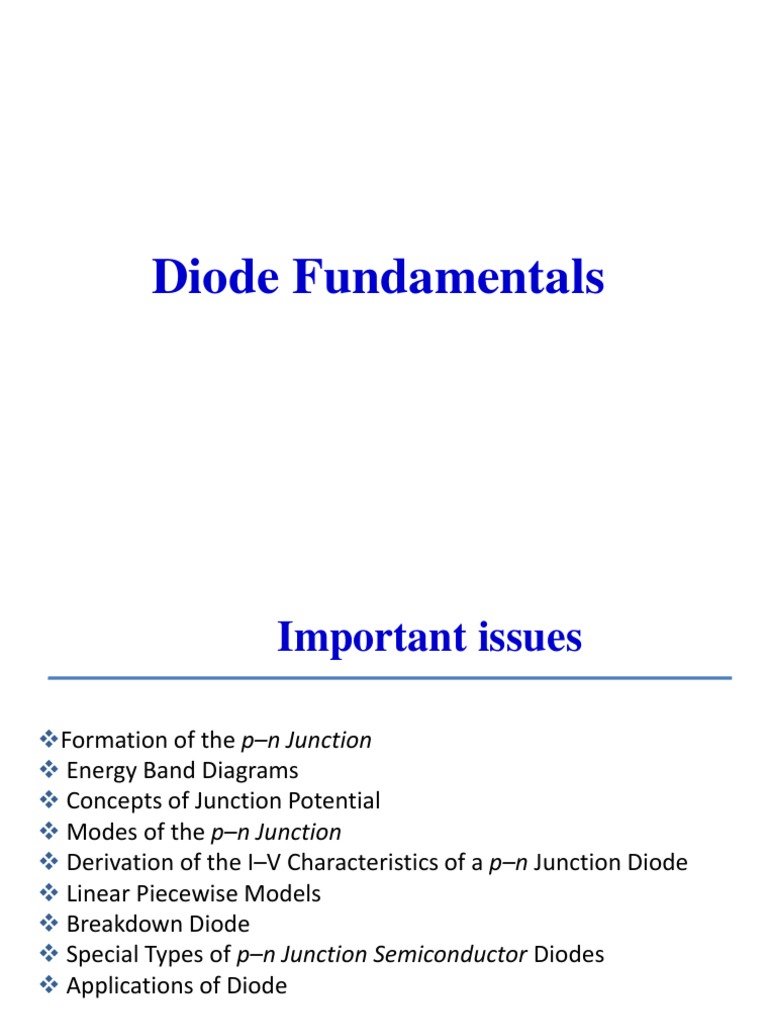 Diode Fundamentals Pdf P N Junction Semiconductors