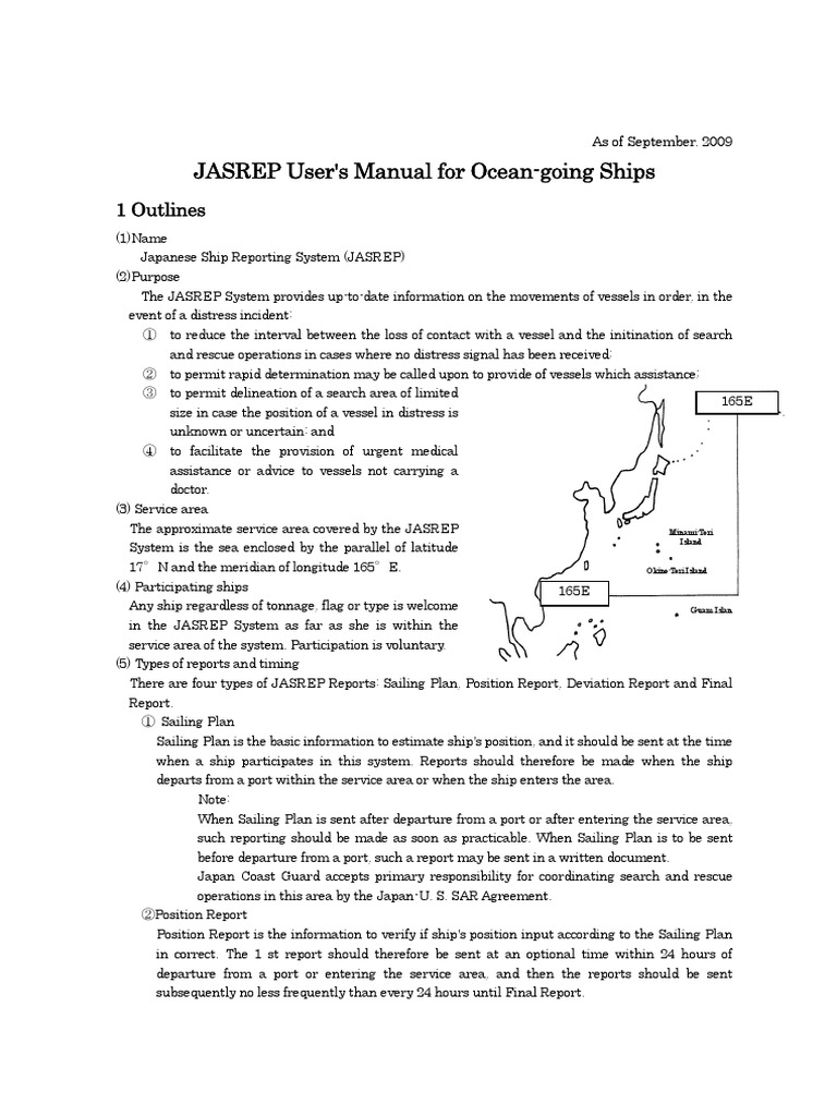 JASREP User's Manual For Ocean-Going Ships: 1 Outlines | PDF | Radio ...