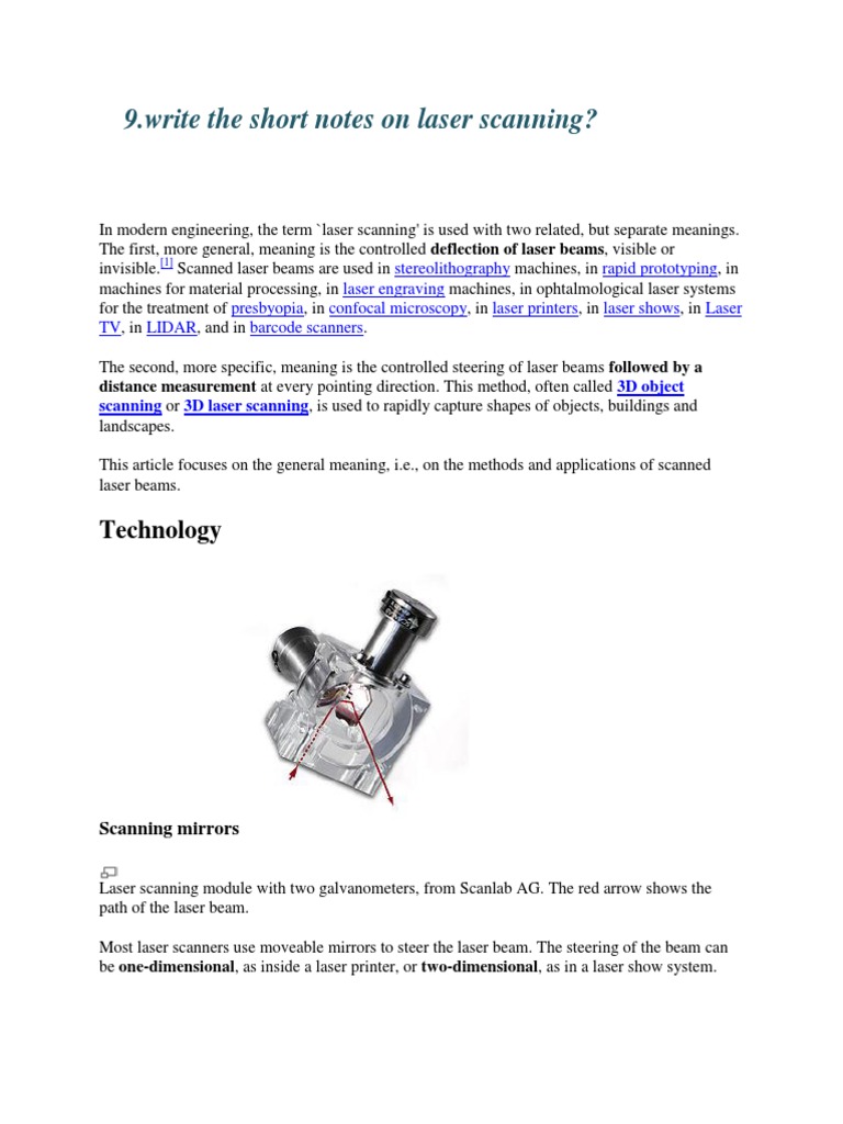 9.Write the Short Notes on Laser Scanning | Optics | Electromagnetic ...
