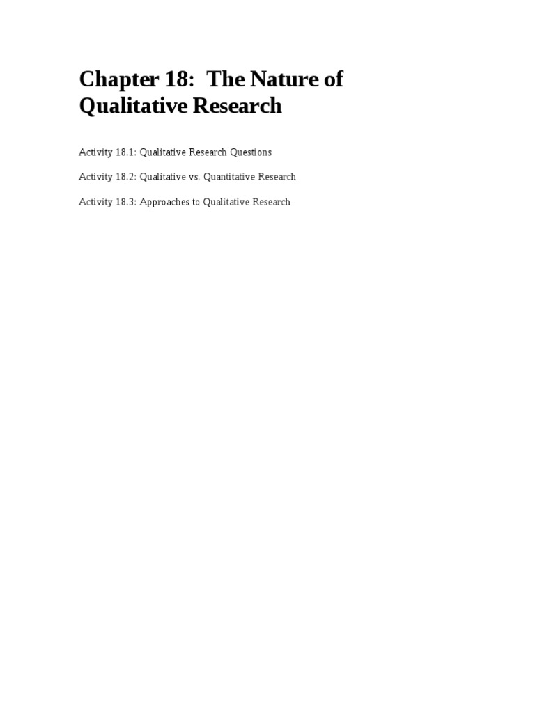 Chapter 18: The Nature of Qualitative Research | PDF | Qualitative ...