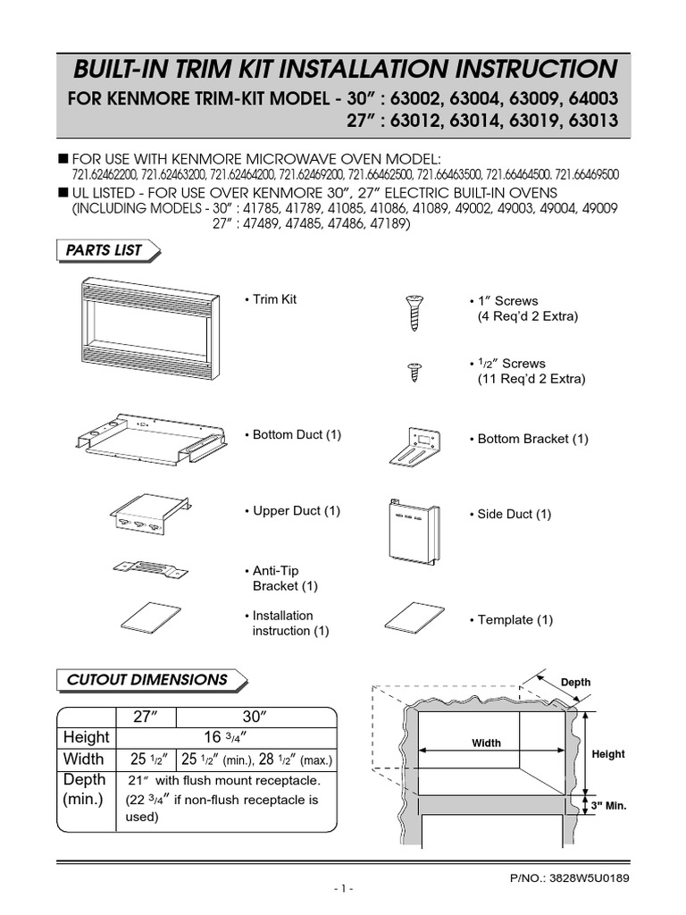 Built-In Trim Kit Installation Instruction | Download Free PDF ...