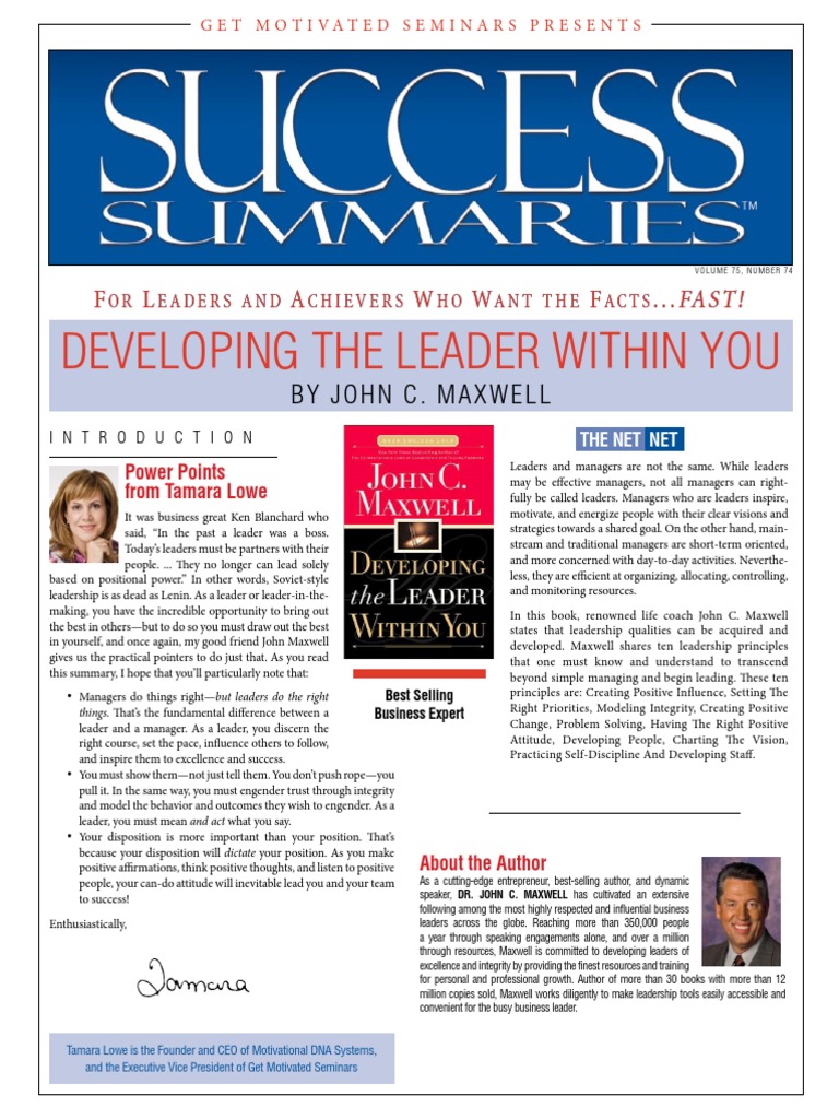 Developing The Leader Within You Pdf Leadership Integrity