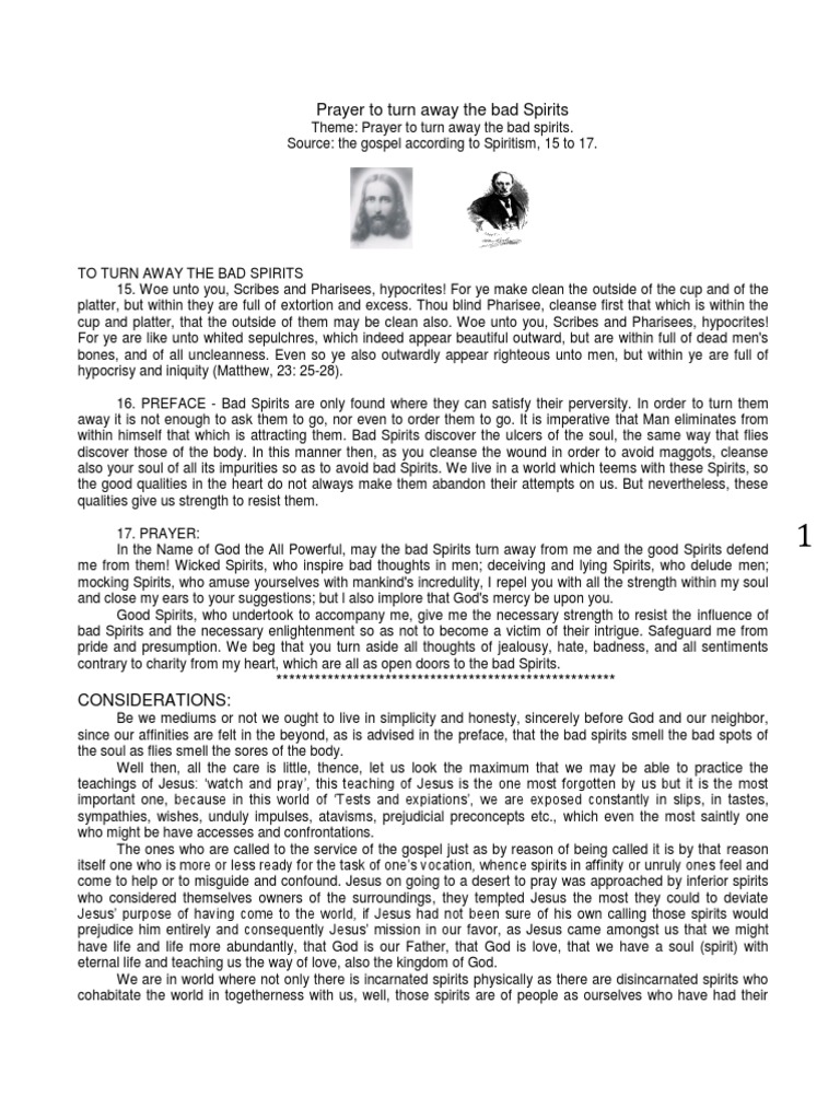 Prayer Against Bad Spirits | PDF | Gospel Of Matthew | Conscience