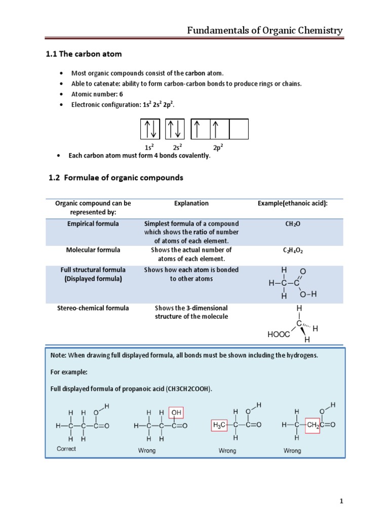 Chapter 1 Fundamentals of Organic Chemistry | Chemical Compounds | Hydrogen