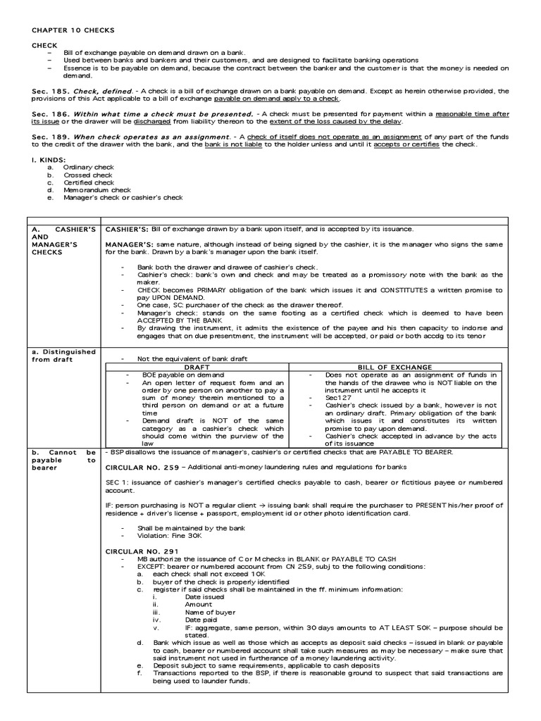 CHECKS | Negotiable Instrument | Cheque