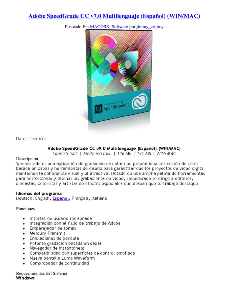 Adobe SpeedGrade CC v7 | PDF