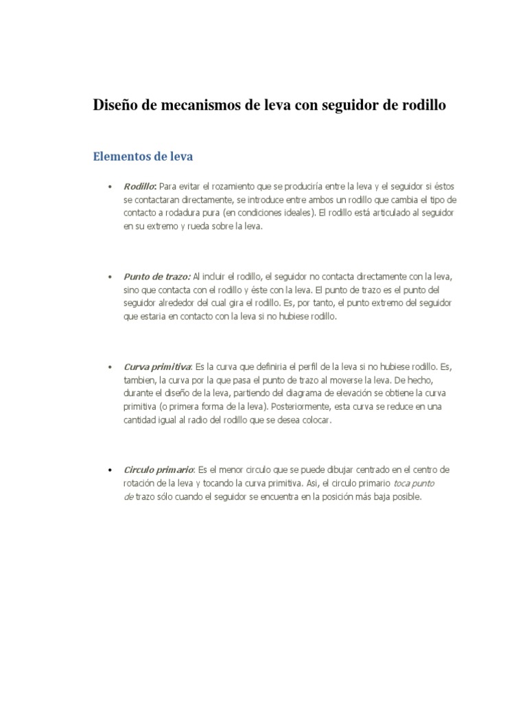 Diseño De Mecanismos De Leva Con Seguidor De Rodillo Pdf Rotación