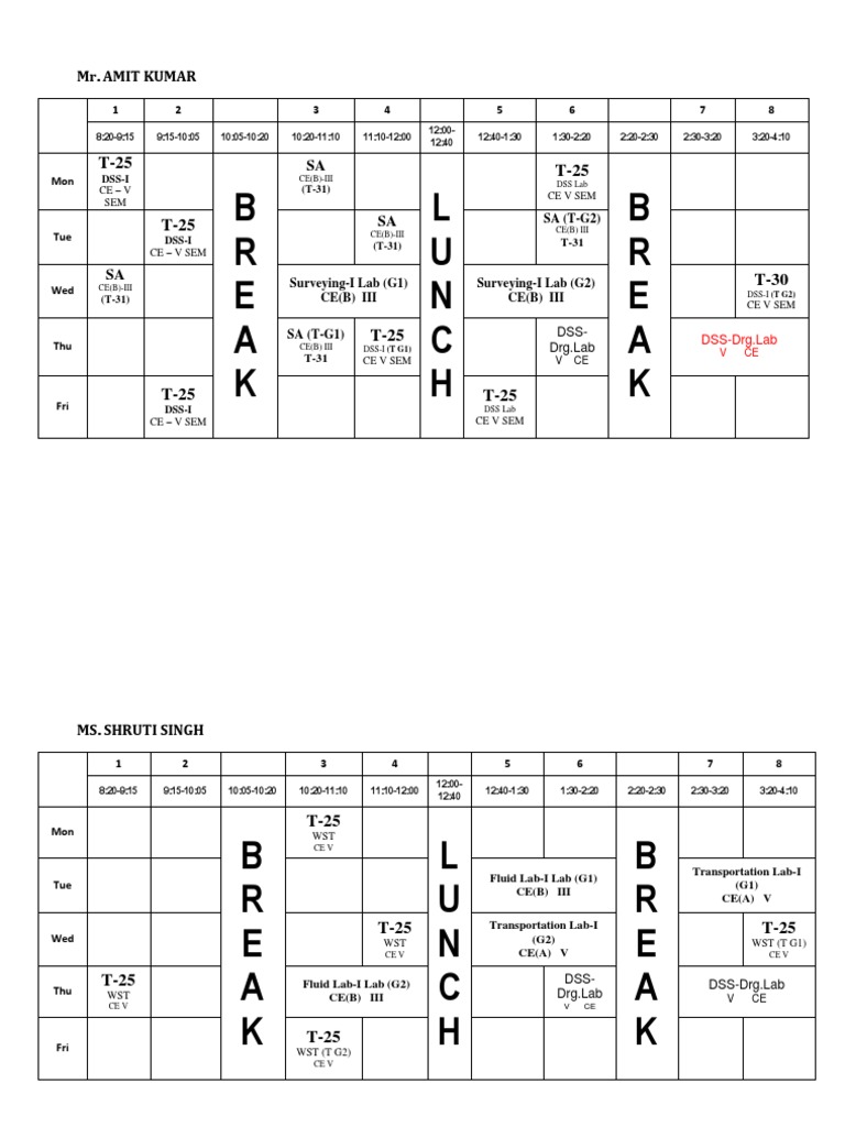 Faculty Wise Time Table | PDF | Industrial Engineering | Engineering