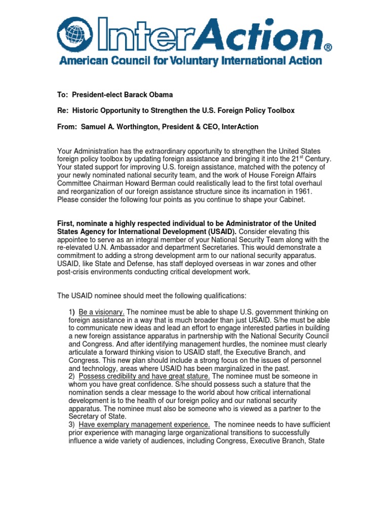 Memo To The President-USAID Admin | PDF