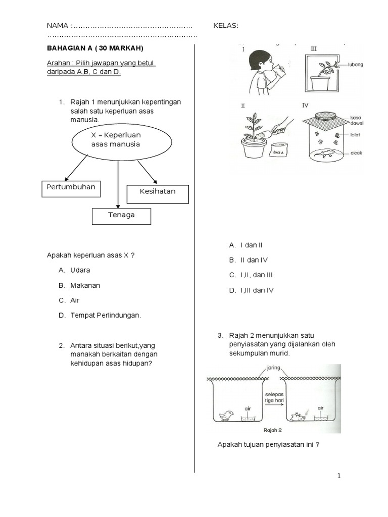 Ujian Sains Tahun 4 | PDF