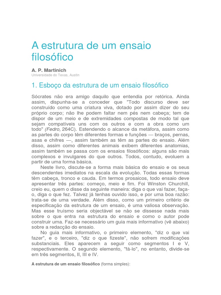 A Estrutura de Um Ensaio Filosófico | PDF | Argumento | Thomas hobbes