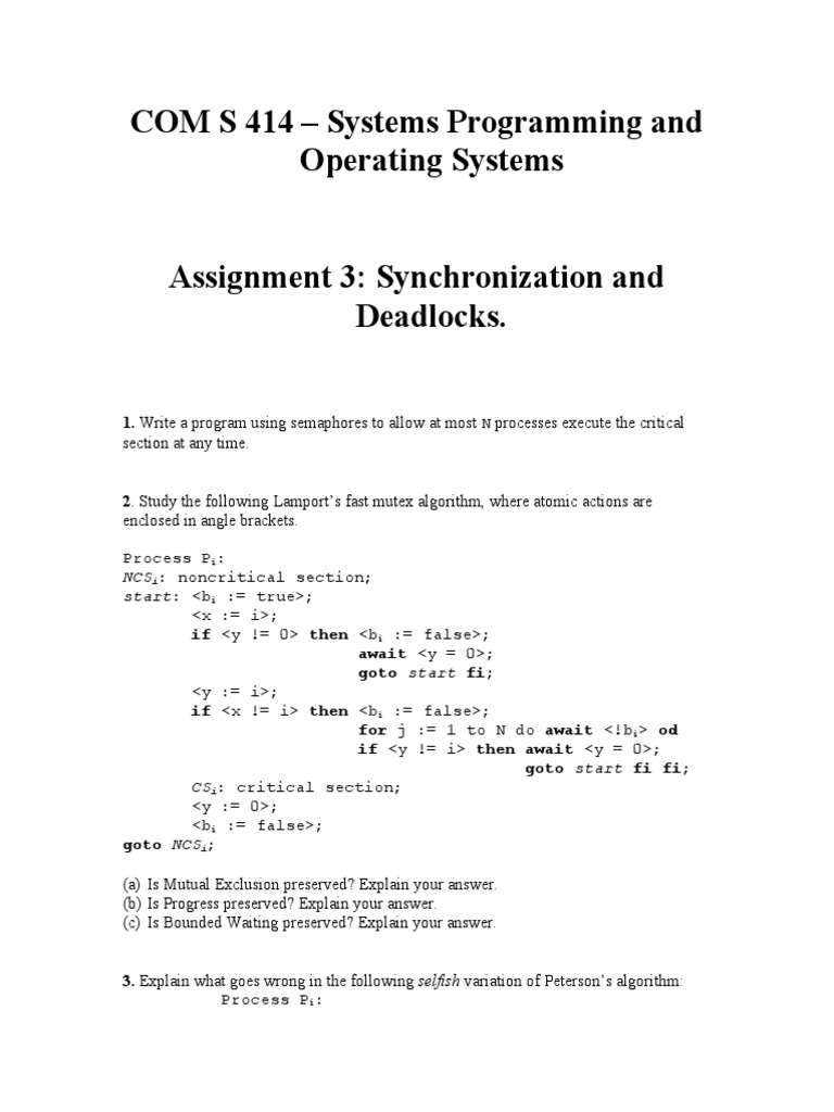 Homework 3 Pdf Concurrency Computer Science Operating System Technology