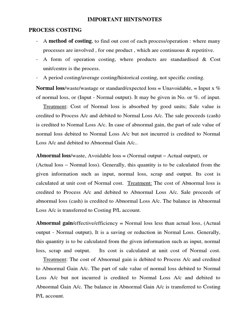Process Costing Notes | PDF | Profit (Accounting) | Cost