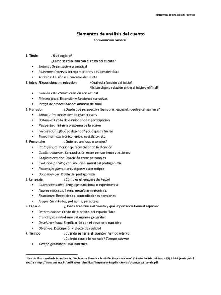 Elementos de Análisis Del Cuento | PDF | Narración | Cuentos